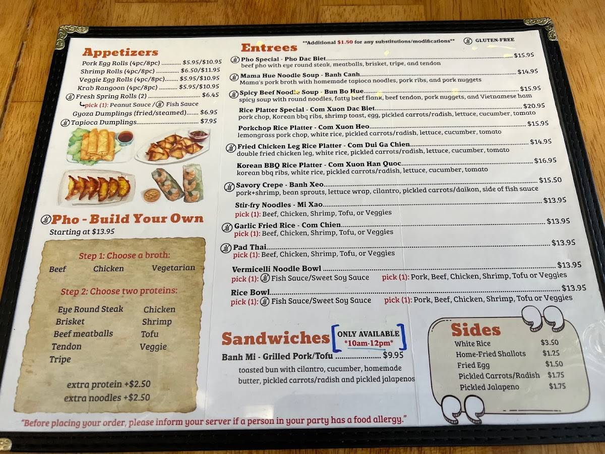 Menu at Mama Hue restaurant, Vero Beach