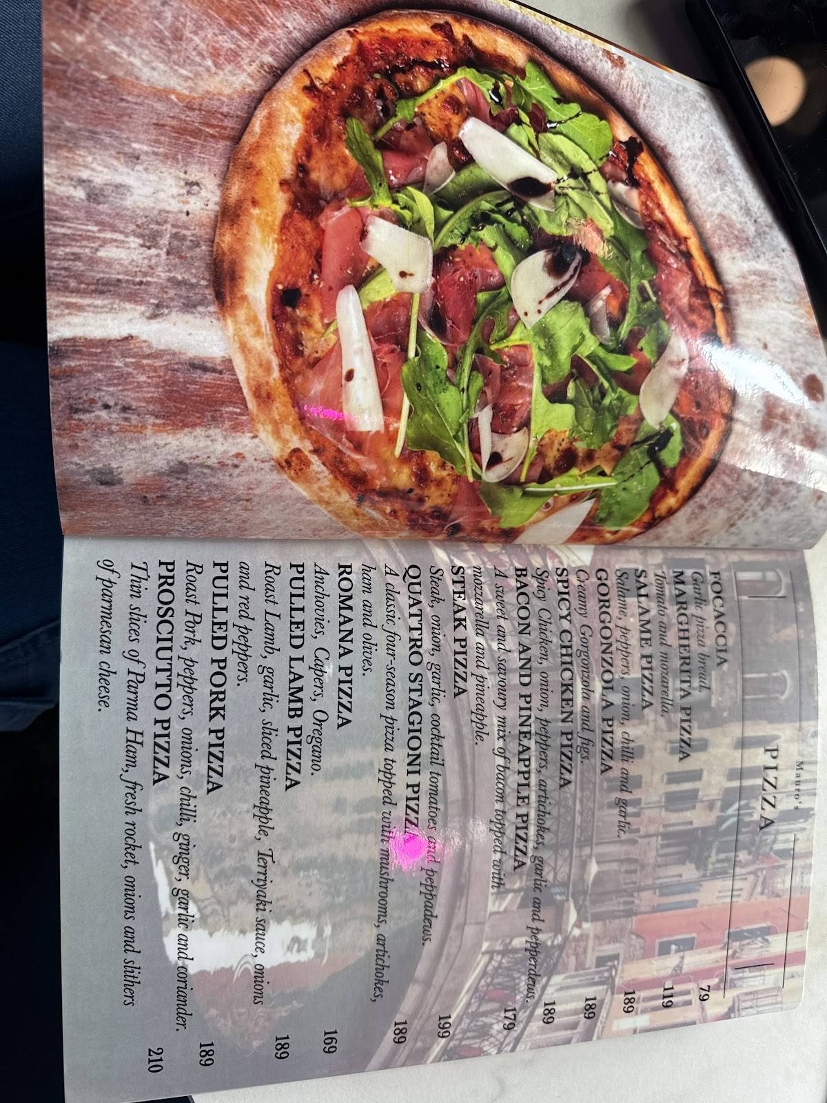 Menu at Mauros Italian Restaurant, Saint Francis Bay