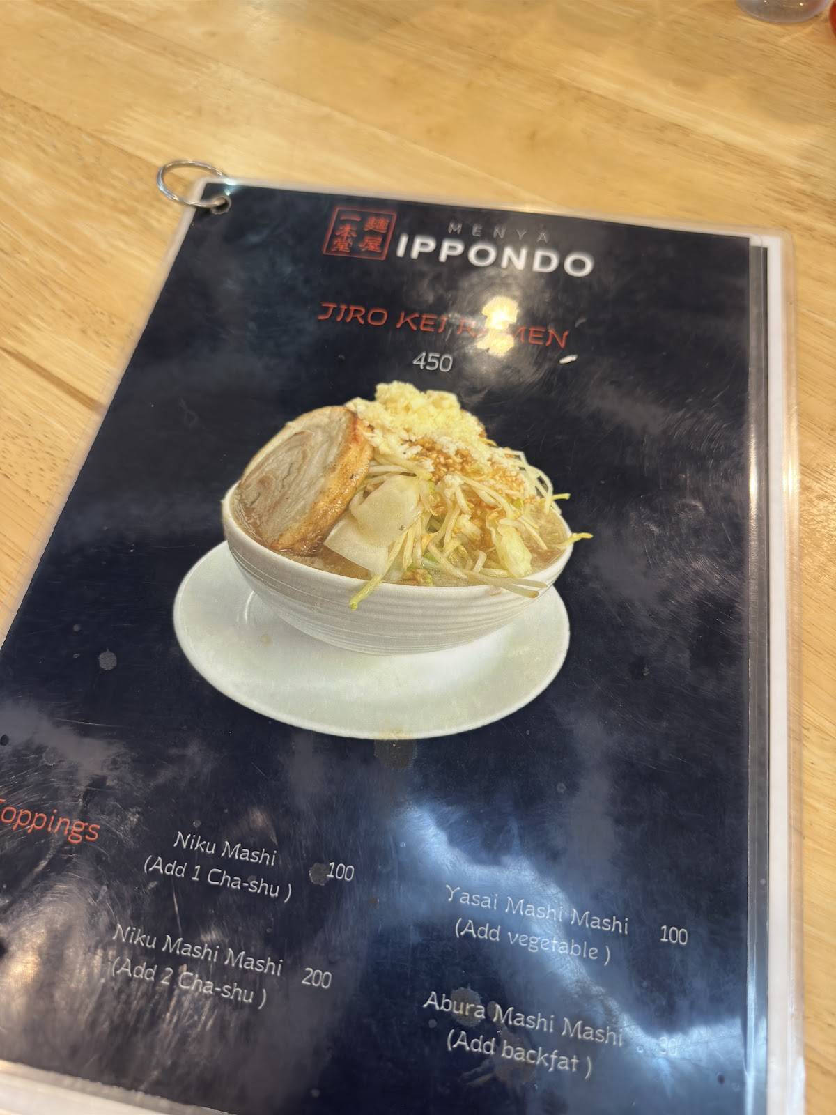 Menu at Menya Ippondo restaurant, Makati