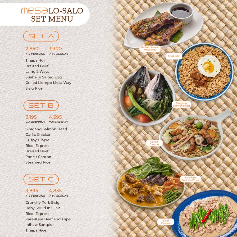 Menu at Mesa - SM City San Lazaro restaurant, Manila, JX9P+397