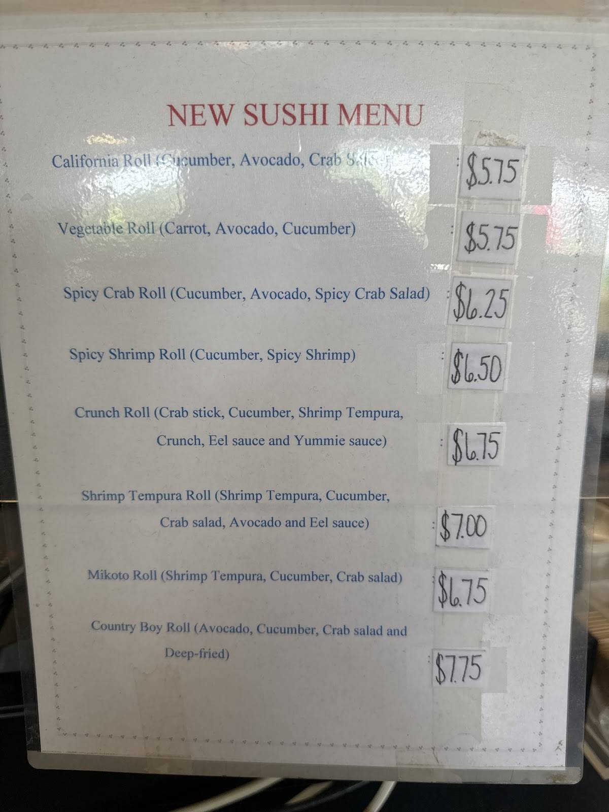 Menu at Mikoto Express restaurant, Fayetteville, Walter Reed Rd