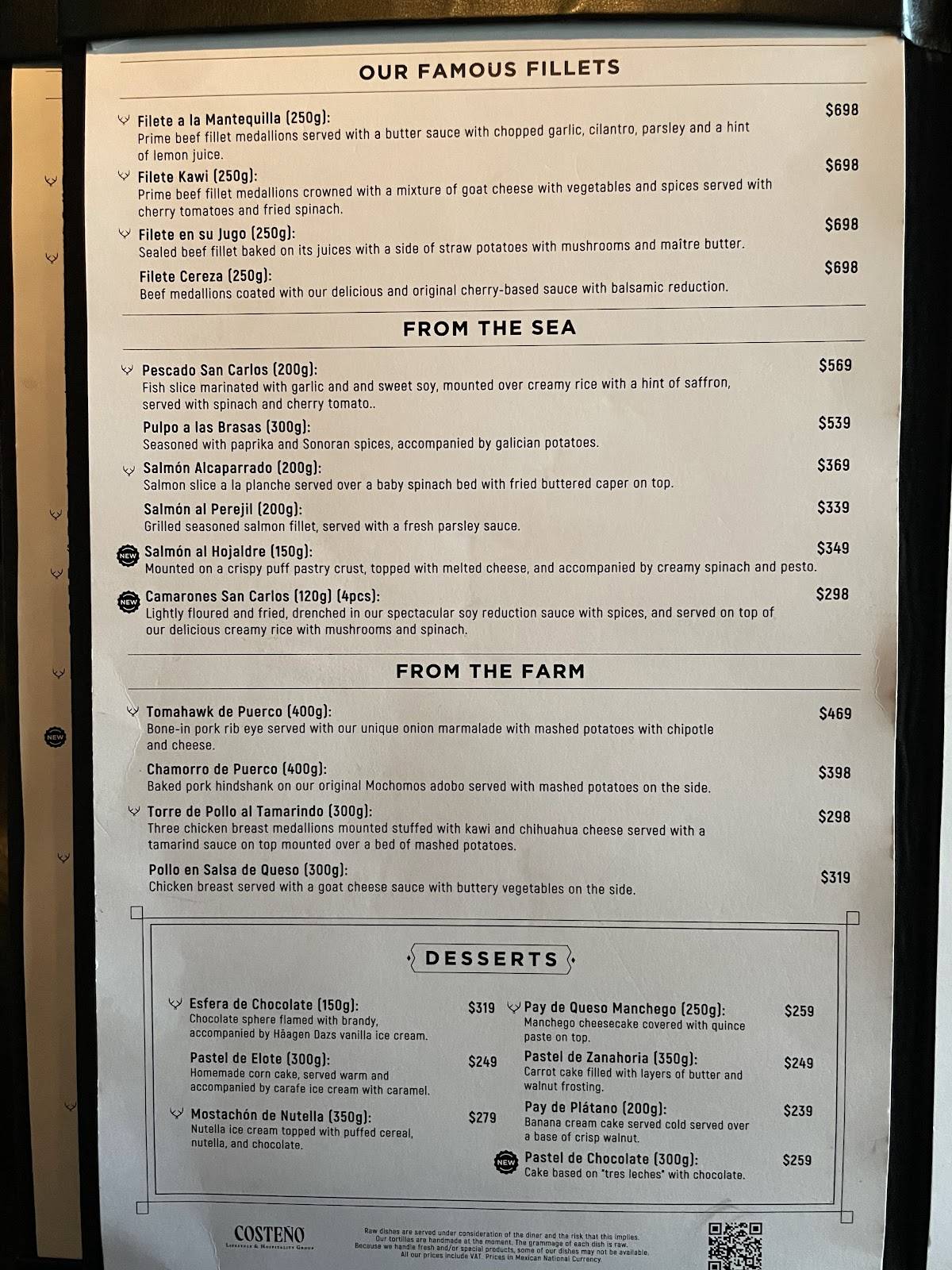 Carta del restaurante Mochomos Monterrey, Monterrey, Av Lázaro Cárdenas ...