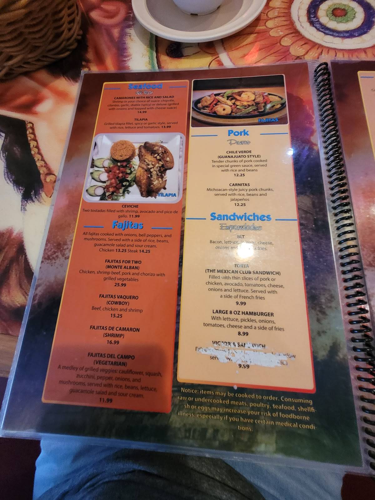 Menu at Monte Alban Restaurante Mexicano, Murphy