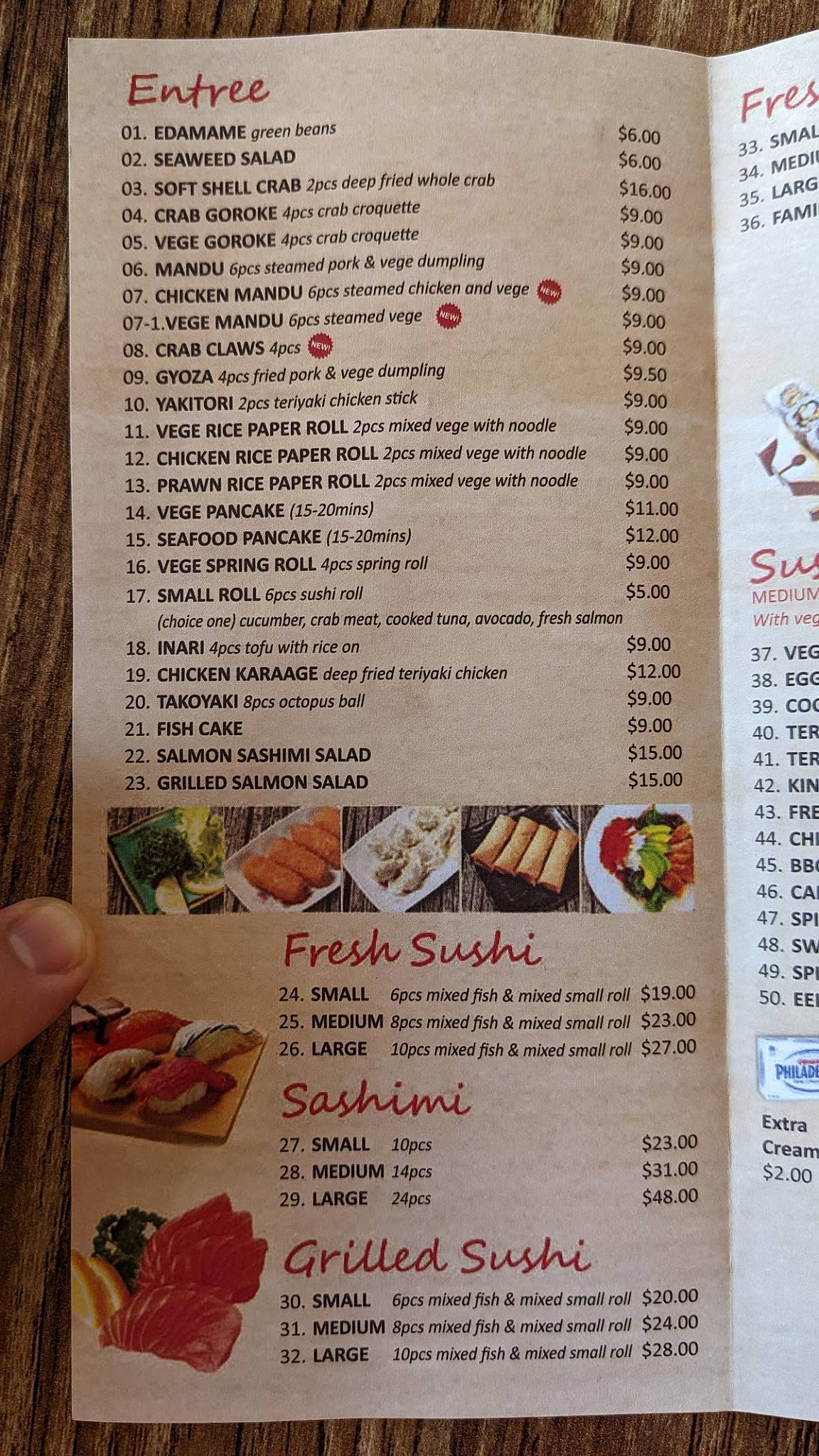 Menu at Moon Sushi Wollongong restaurant, Wollongong, 3/26 Gladstone Ave