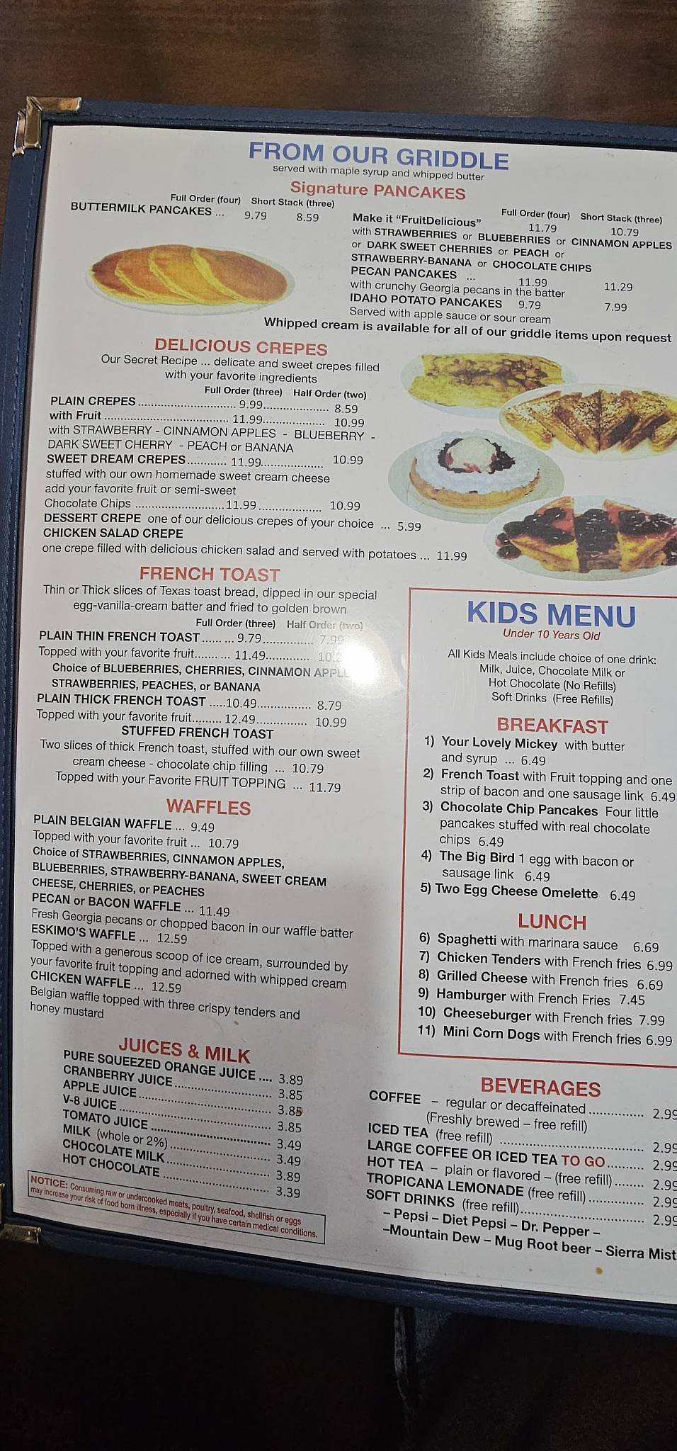 Menu at Morris Diner & Pancake House restaurant, Morris