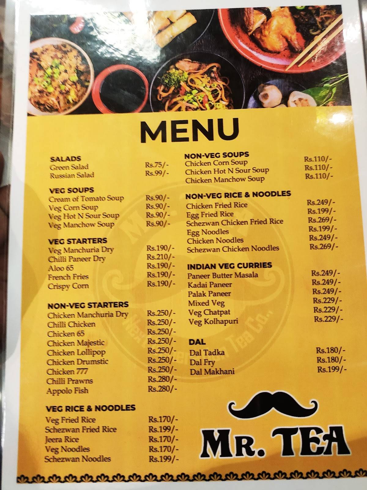 Menu at Mr Tea, Hyderabad, 38 & 39