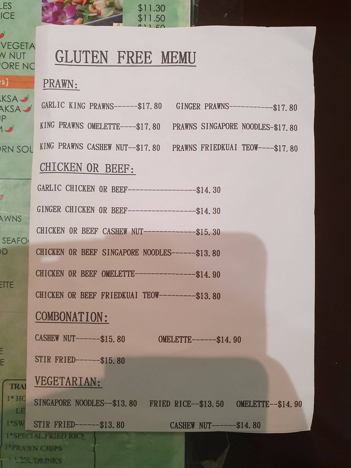 Menu at Mrs Lin's Kitchen restaurant, Adamstown