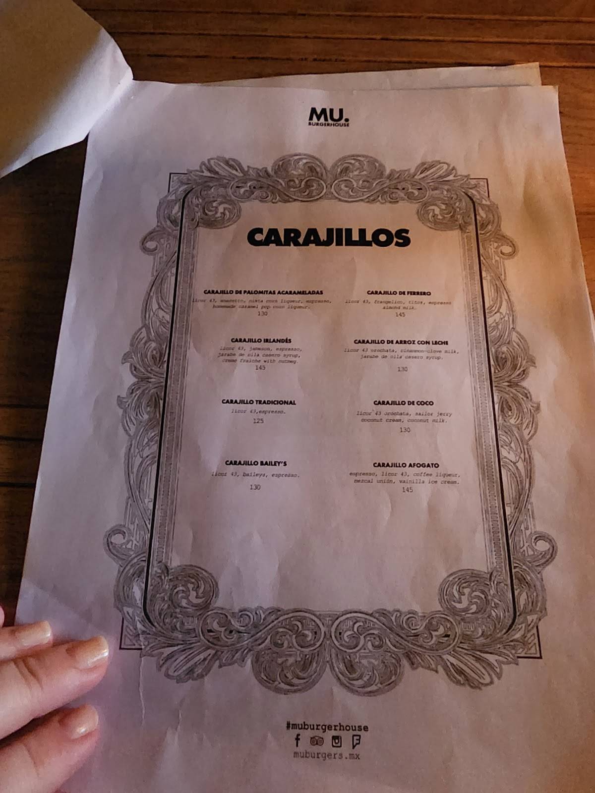 Carta del restaurante Mu. Burgerhouse Nader Hamburguesería en Cancún ...