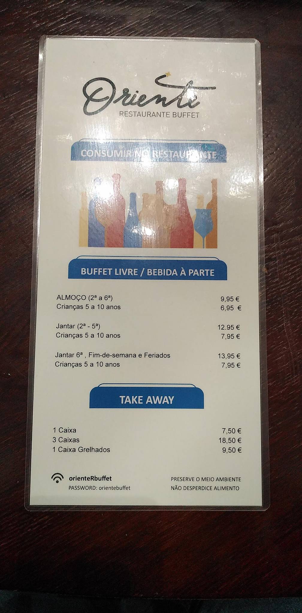Menu em Oriente Restaurante Buffet, Odivelas