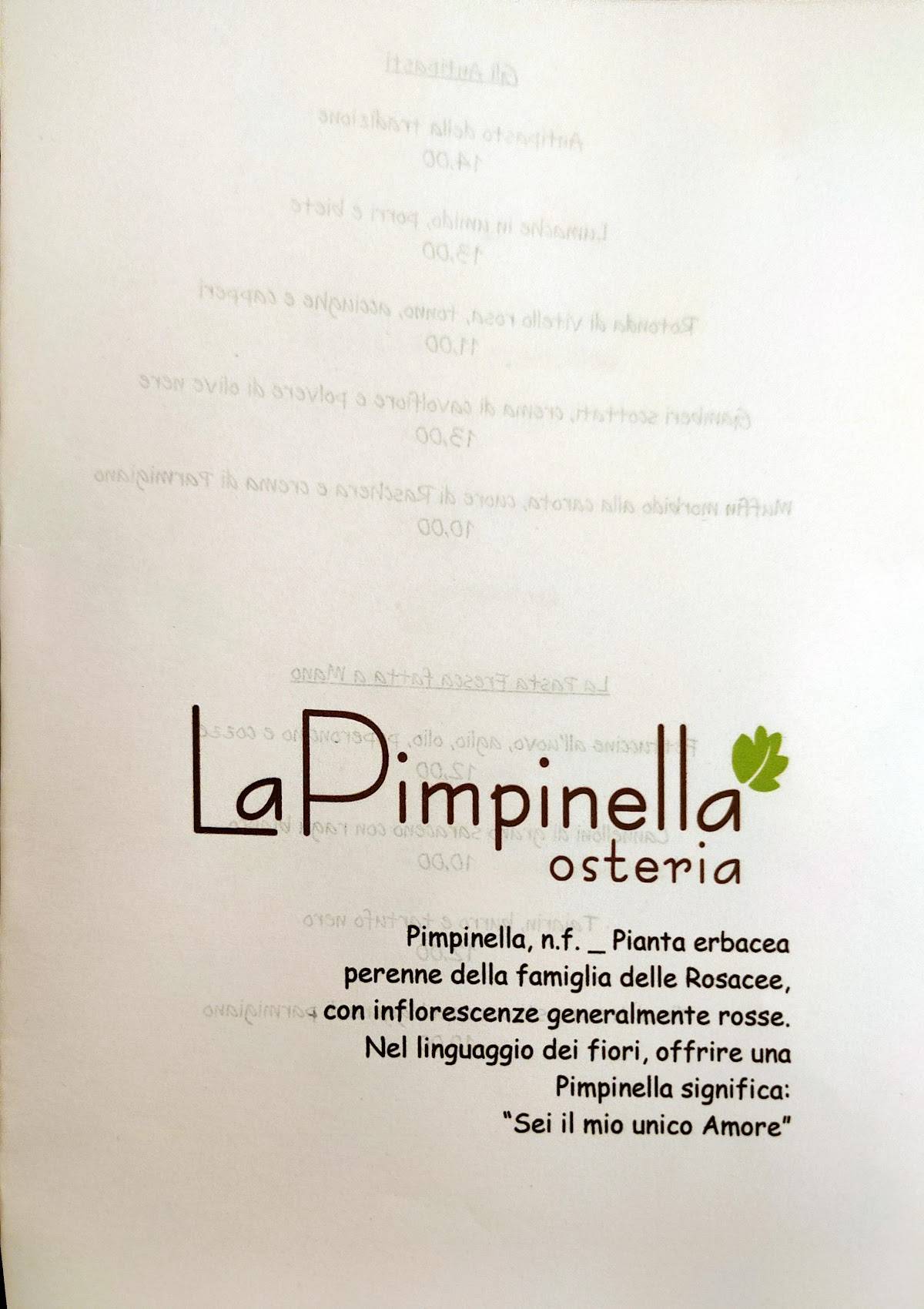 Speisekarte von Osteria La Pimpinella restaurant, Bra