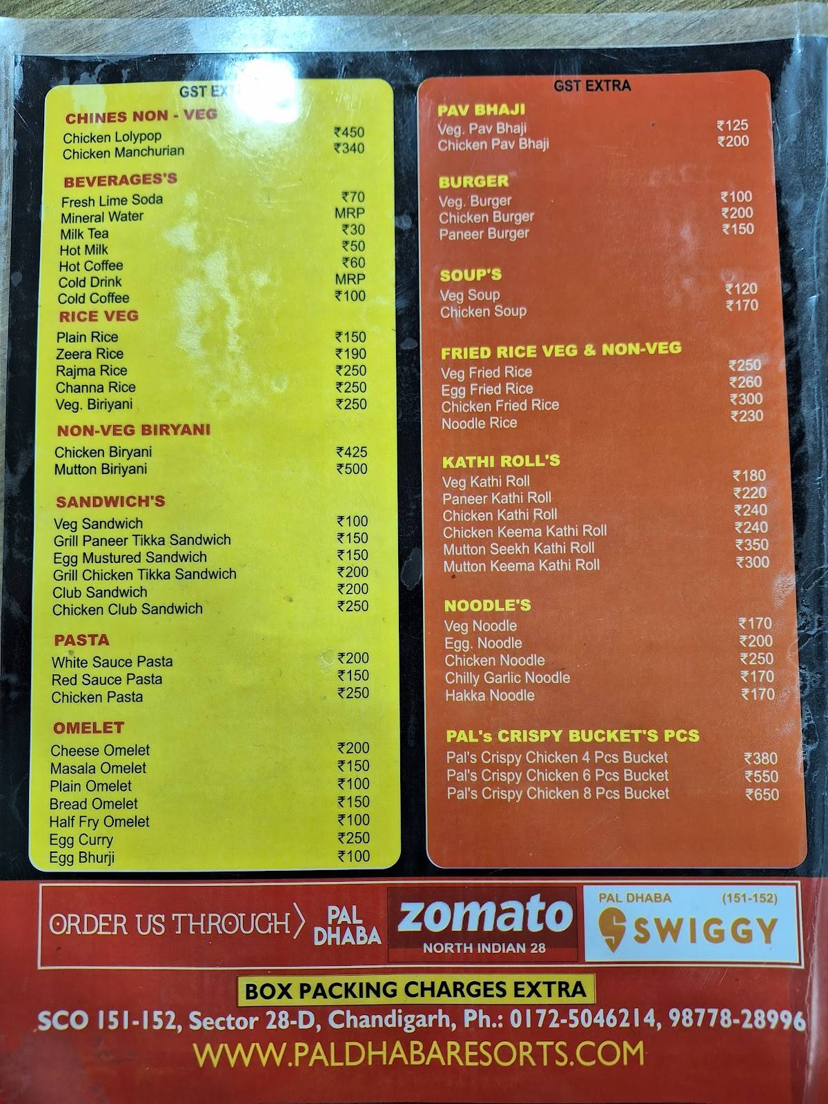 Menu at Pal Dhaba-Pal Dhaba Chandigarh-Non Veg Restaurant-Celebrity ...