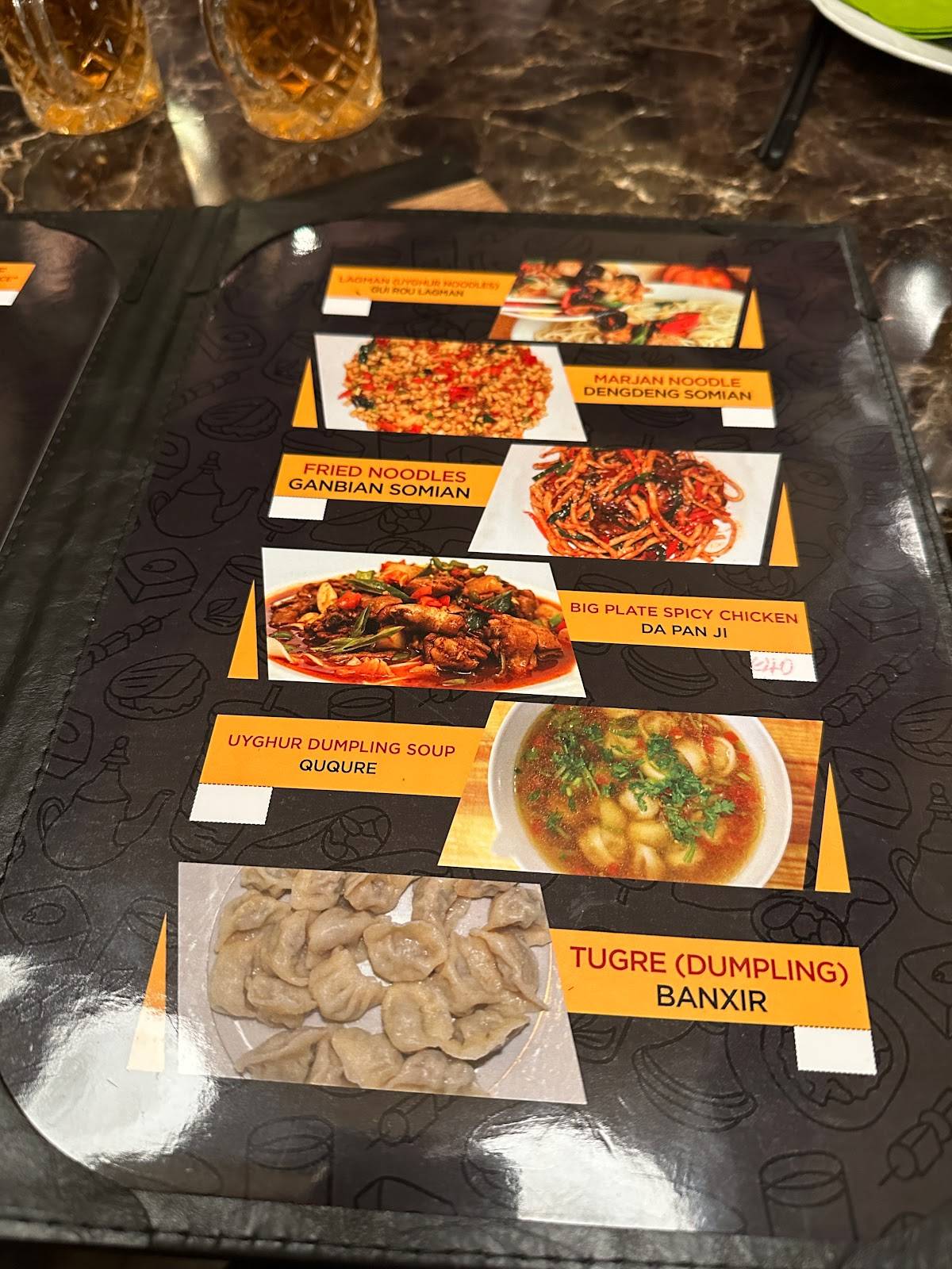 Menu at Pamir Uyghur Restaurant, The Hague