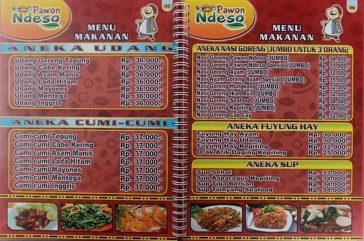 Menu at Pawon Ndeso restaurant, Surabaya, Jl. Raya Sememi No.44-46