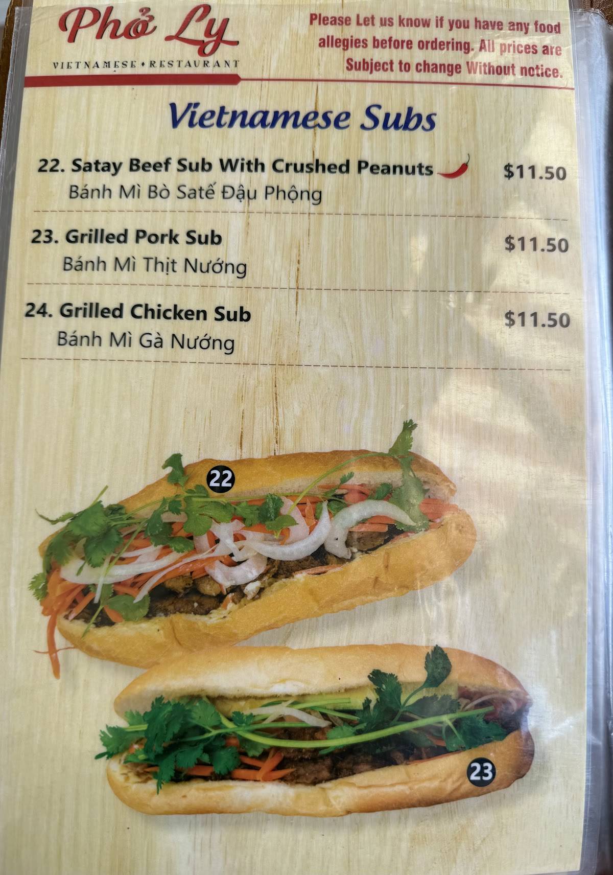 Menu at Pho Ly - Vietnamese Noodle & Rice House restaurant, Salmon Arm