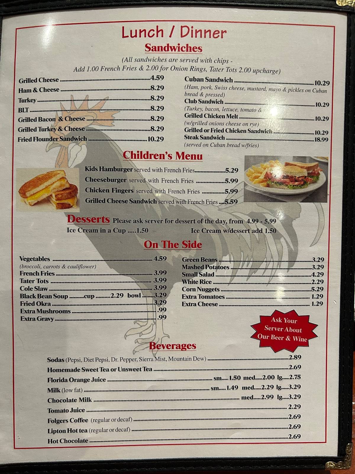 Menu at Pierson Family Restaurant, Pierson