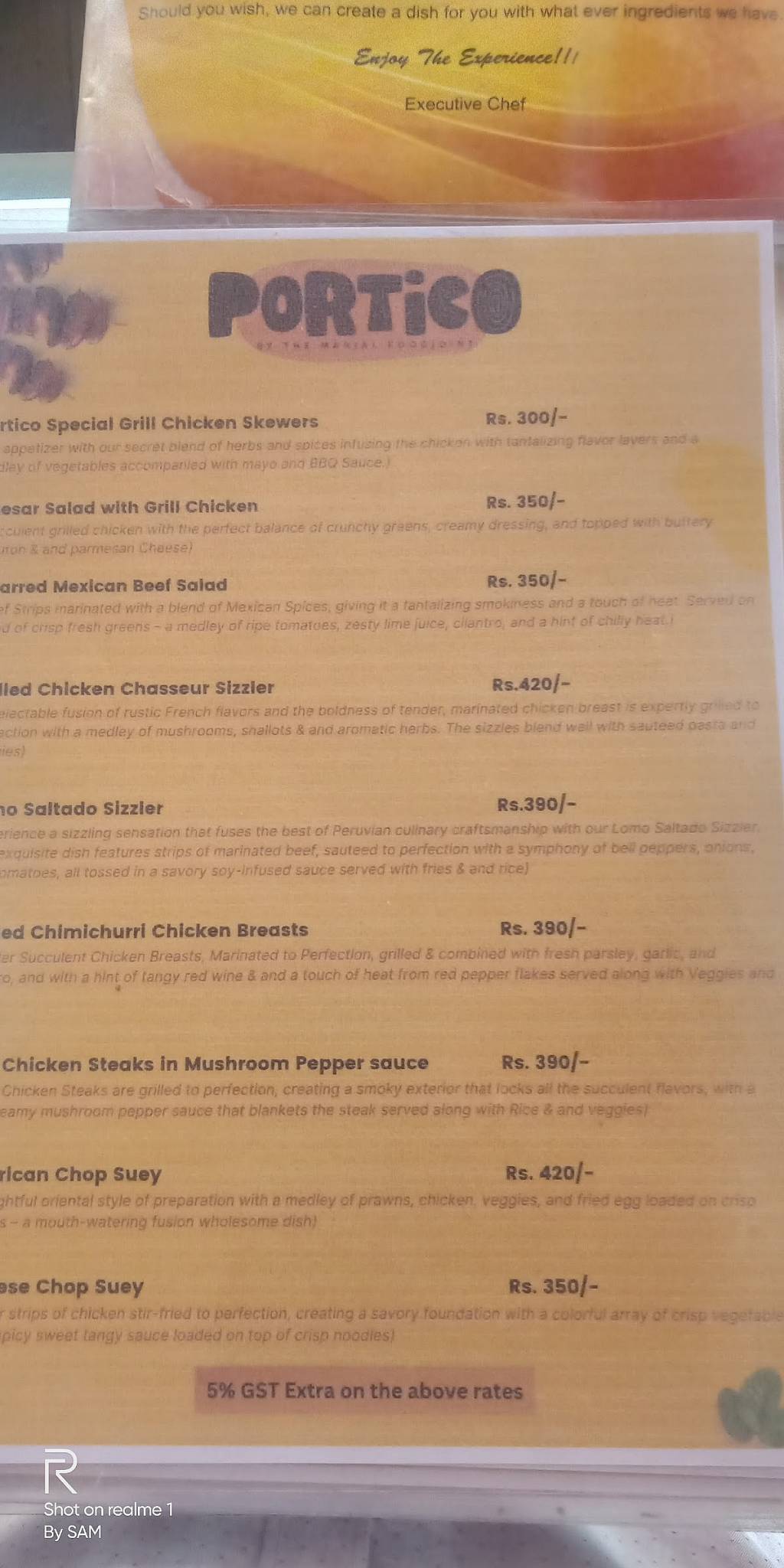Menu at Portico by Manjal Food Joint, Kochi