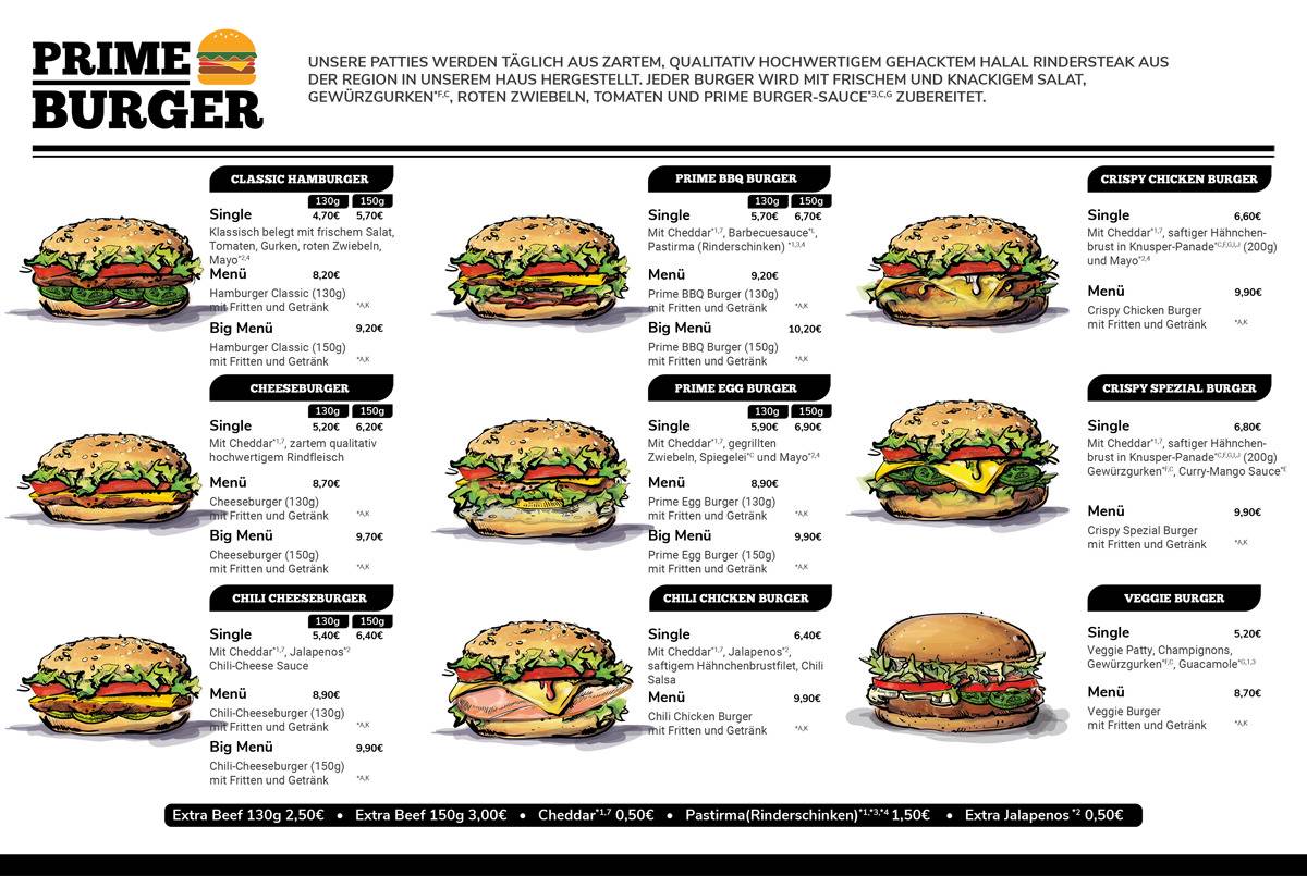 Speisekarte von Prime Burger restaurant, Bremen