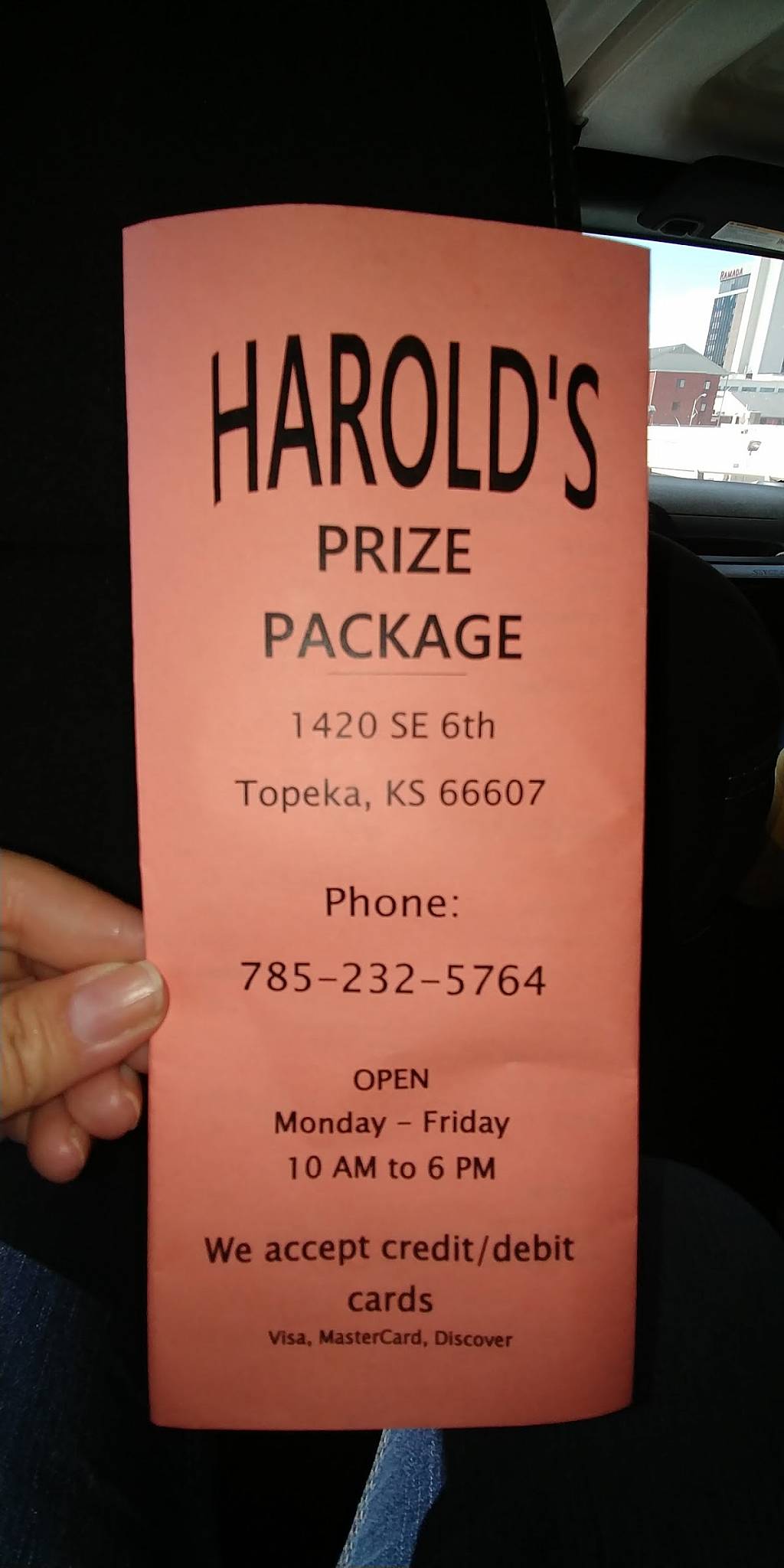 Menu at Prize Package restaurant, Topeka