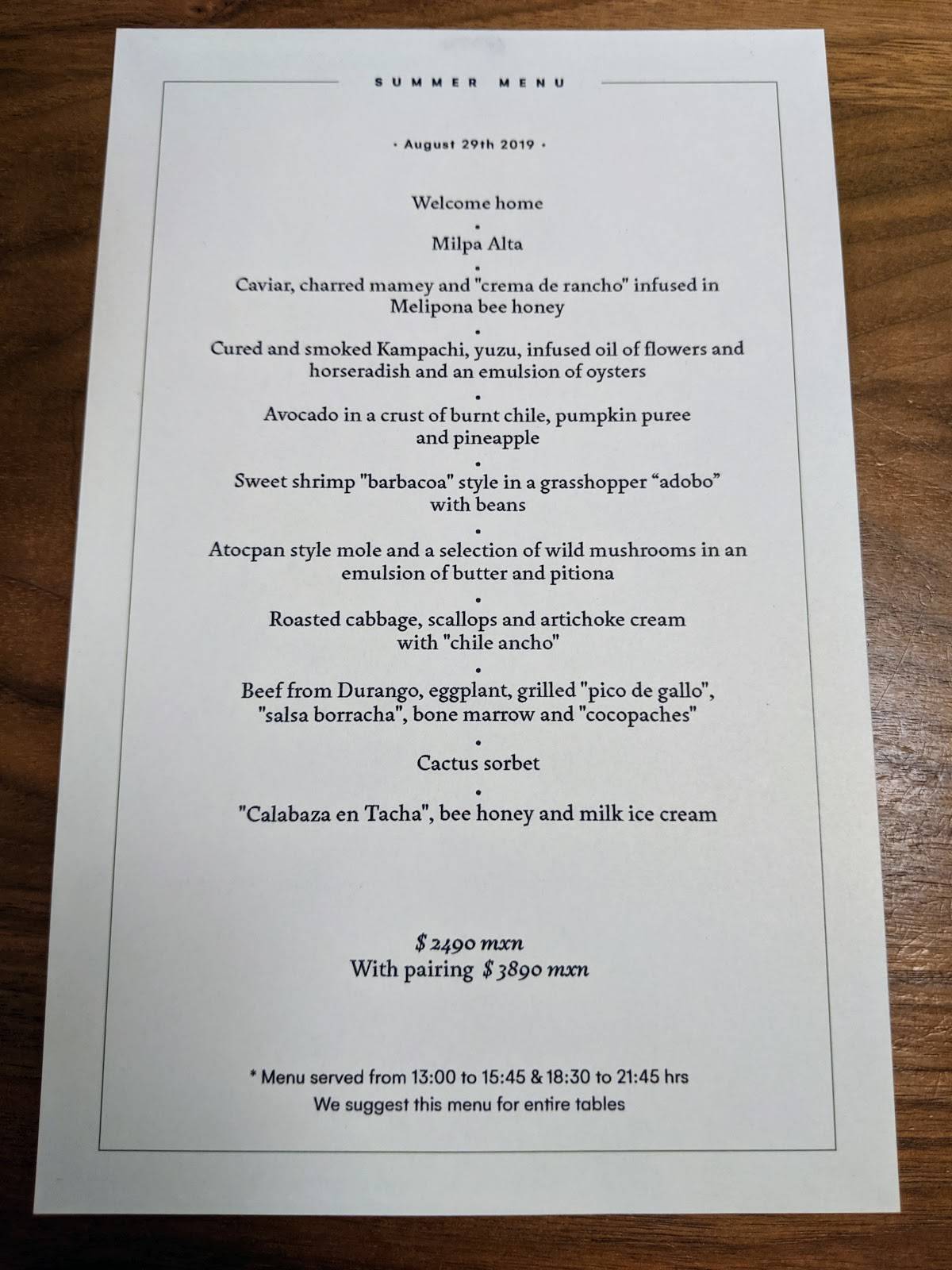 Carta del restaurante Quintonil, Ciudad López Mateos, Newton 55 Col ...