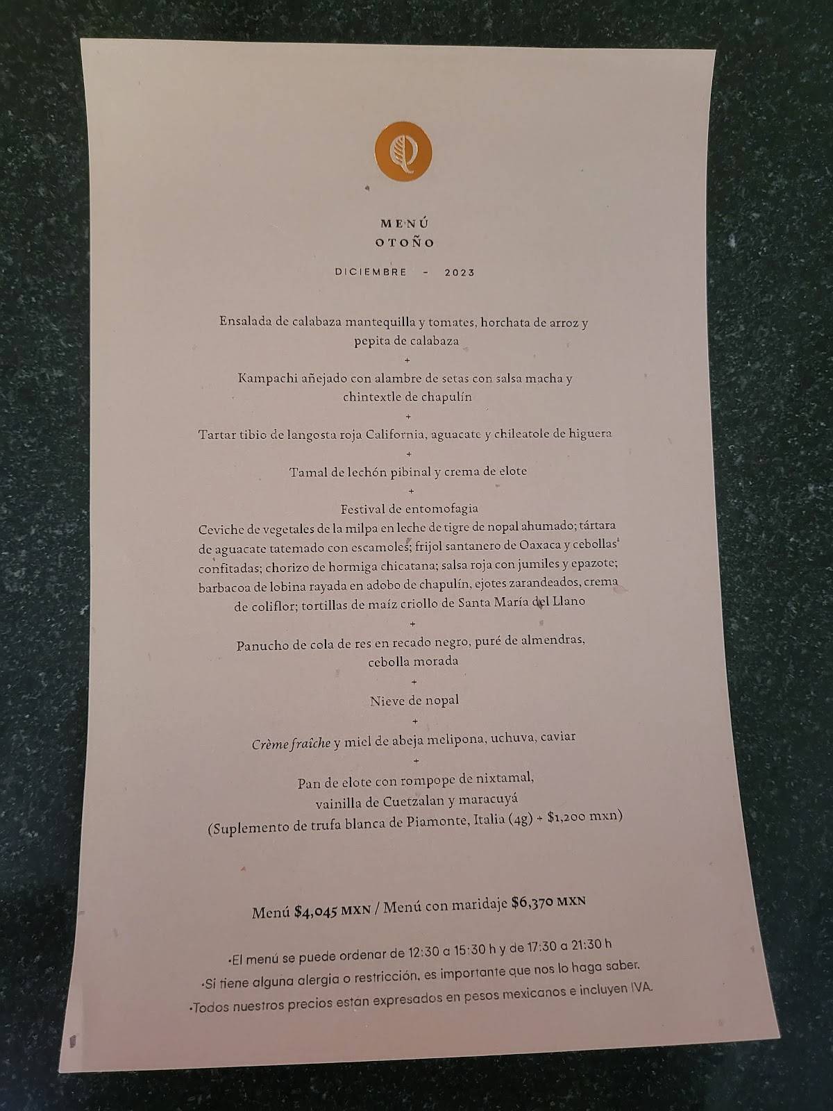 Carta del restaurante Quintonil, Ciudad López Mateos, Newton 55 Col ...