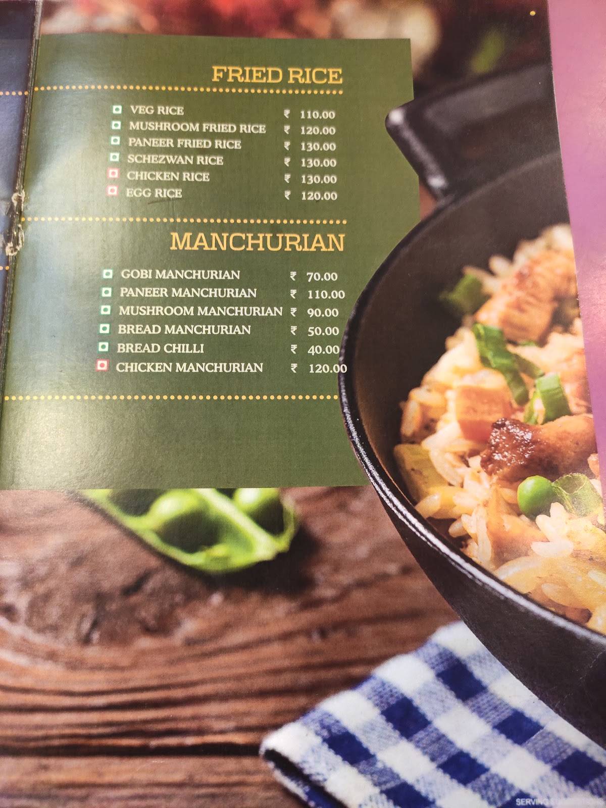 Menu at Raagam's Palate, Udumalpet
