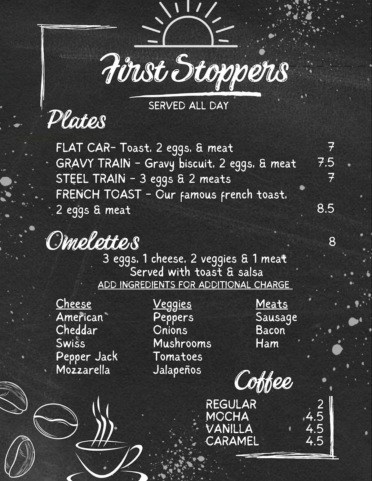Menu at Railway Café restaurant, Bassett