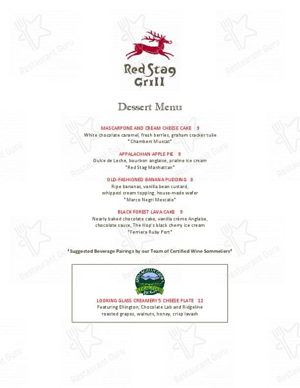 Menu at Red Stag Grill restaurant, Asheville