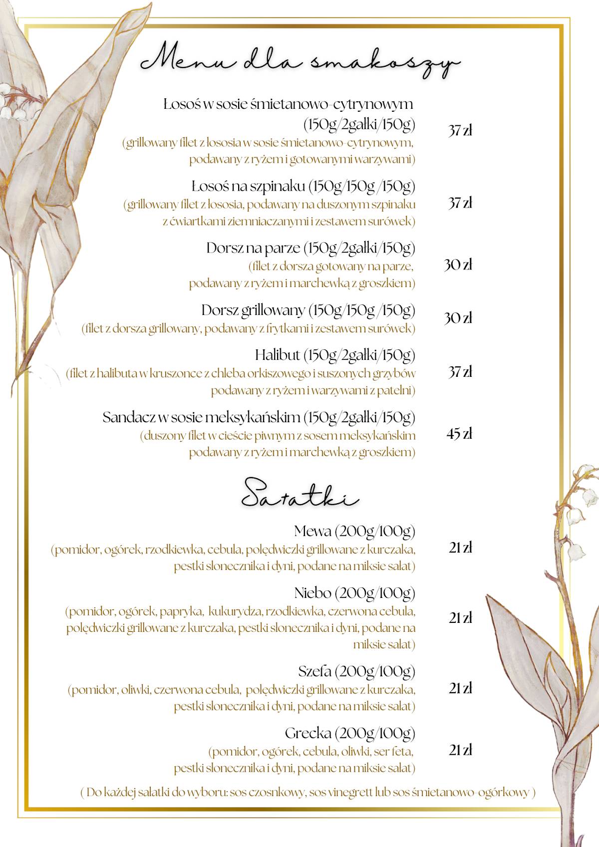 Menu at Restauracja MEWA restaurant, Nowy Sacz