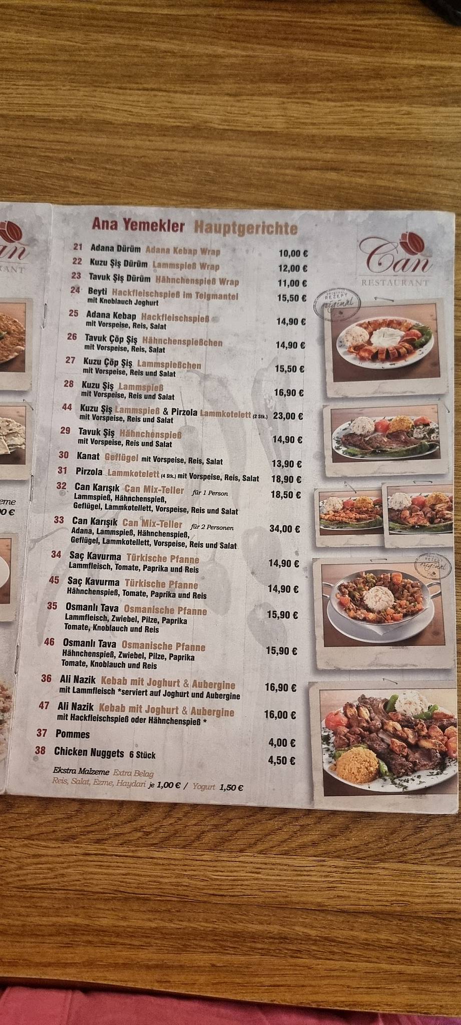 Speisekarte von Restaurant Can, Nürnberg