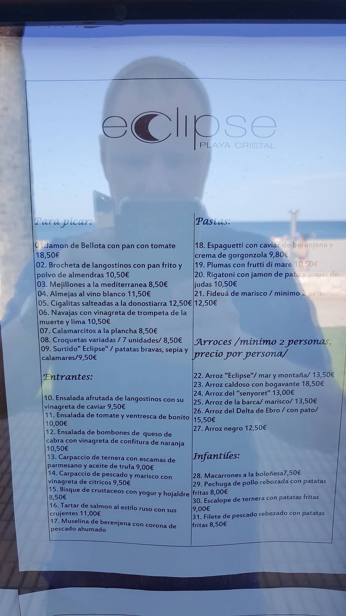 Menu at Restaurante Eclipse, Miami Platja