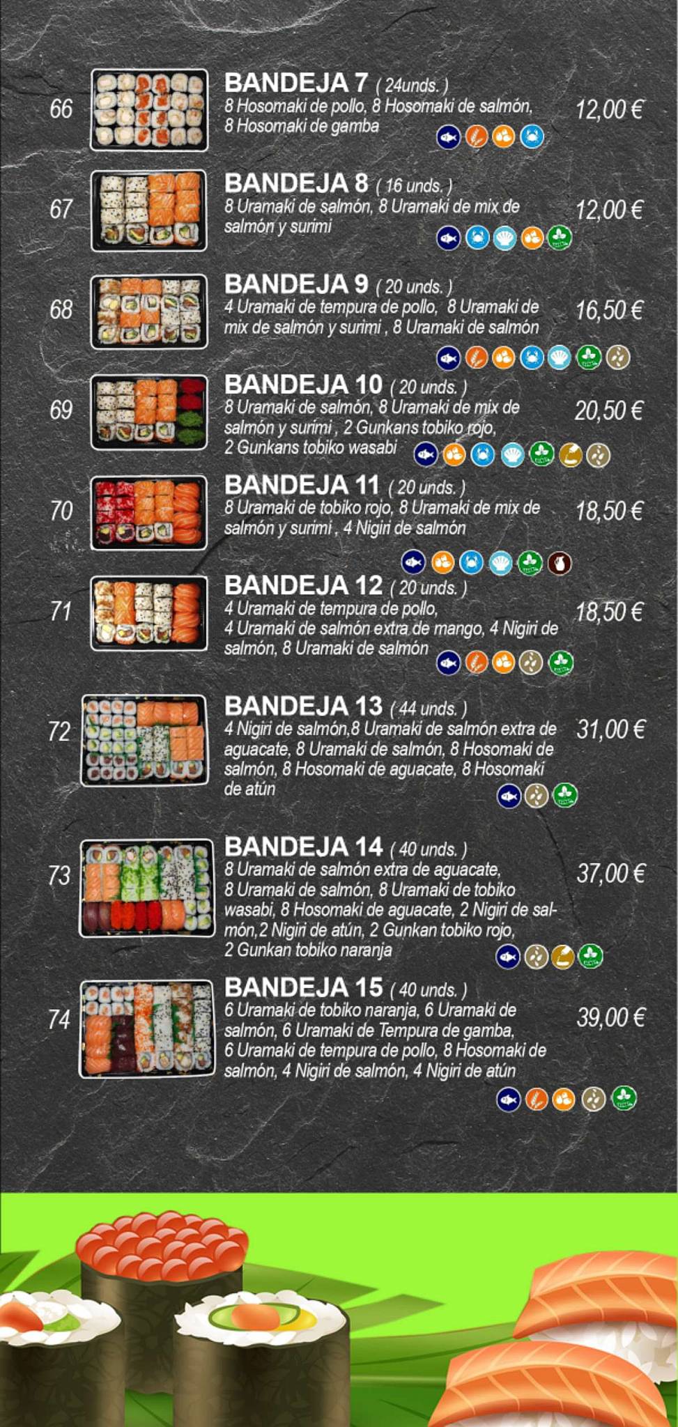Carta de Restaurante Hanami Sushi, Algeciras