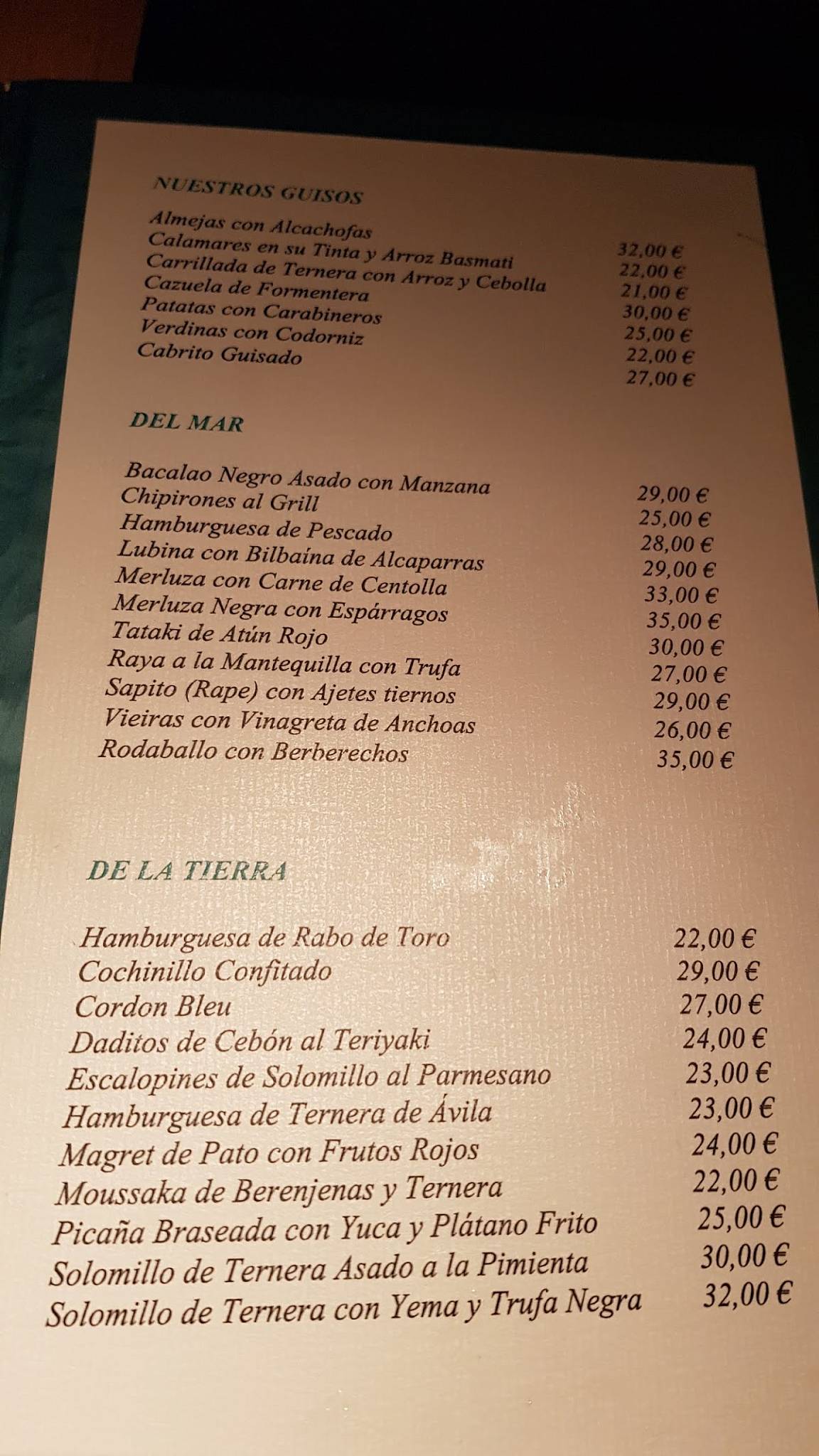 Menu at Restaurante Ten Con Ten, Madrid, Cl. de Ayala