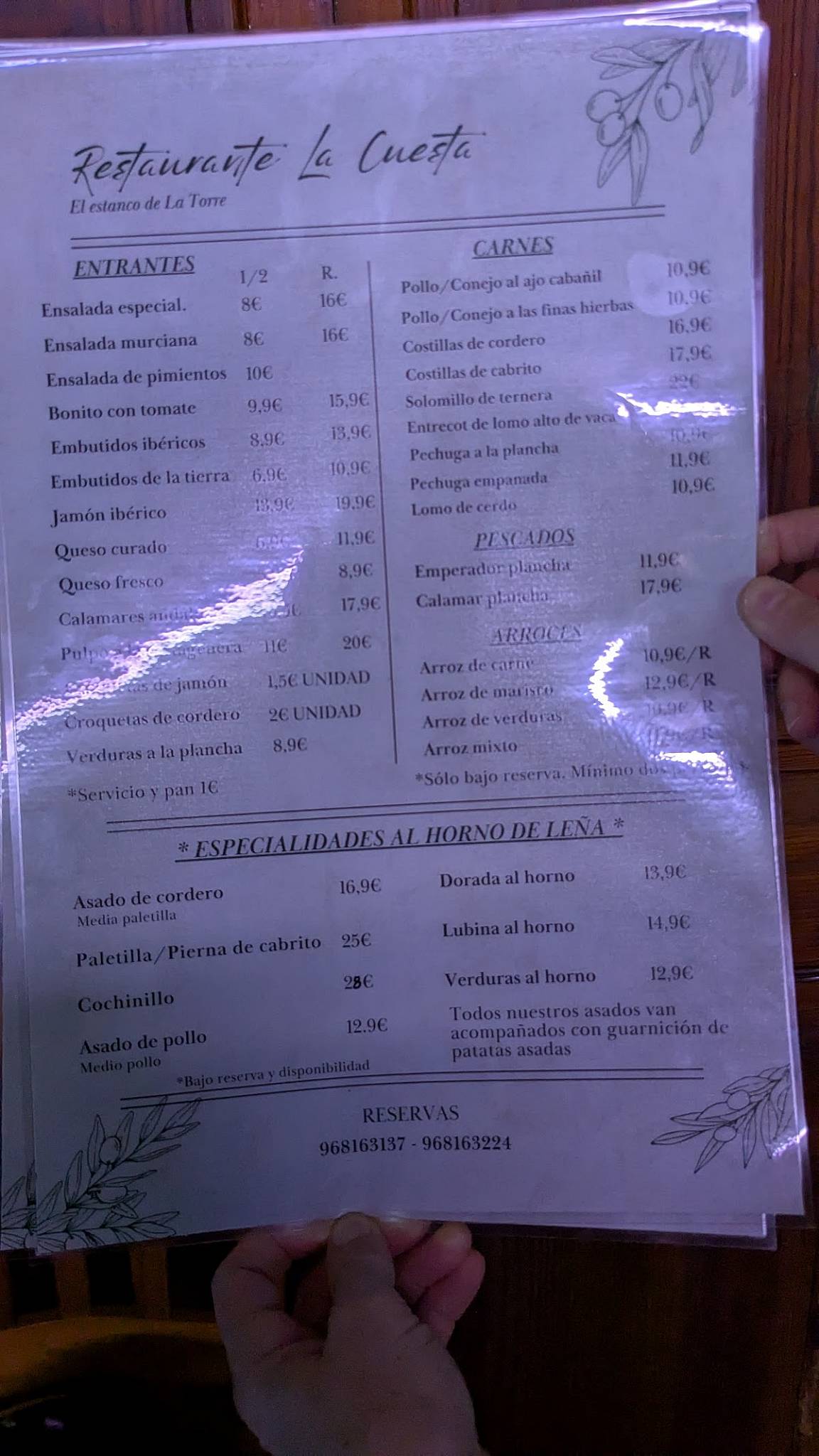 Carta de Restaurante Venta El Huevo, España