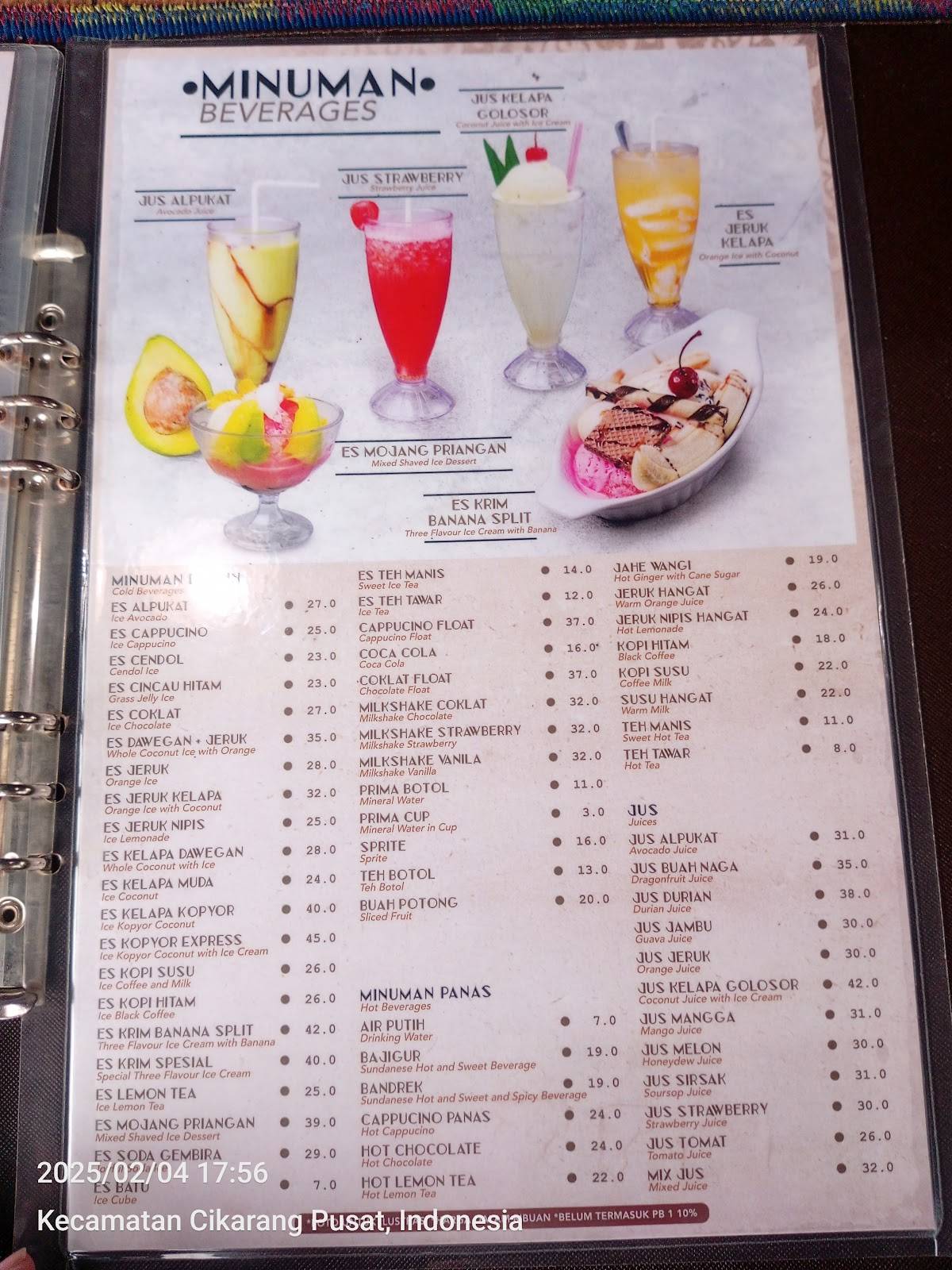 Menu at Restoran Sunda Alam Sari Deltamas restaurant, Bekasi Regency