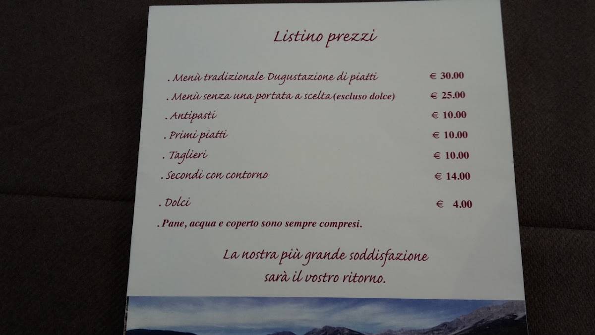Menu da Ristorante Vecchia Combo, Bormio