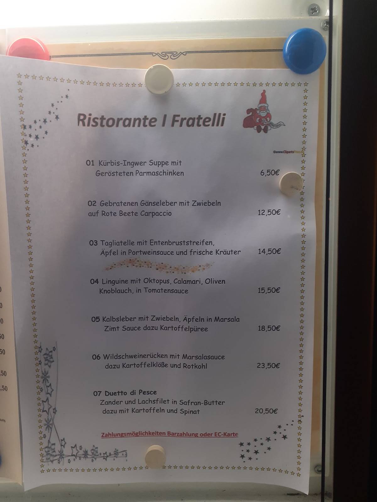 Speisekarte von Ristorante i Fratelli restaurant, Berlin