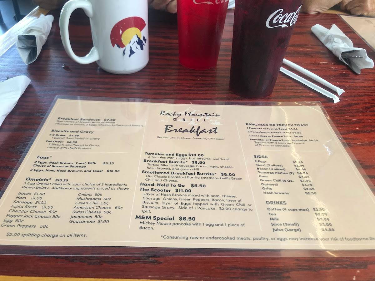 Menu at Rocky Mountain Grill restaurant, Edmond, E I- 35 Frontage Rd