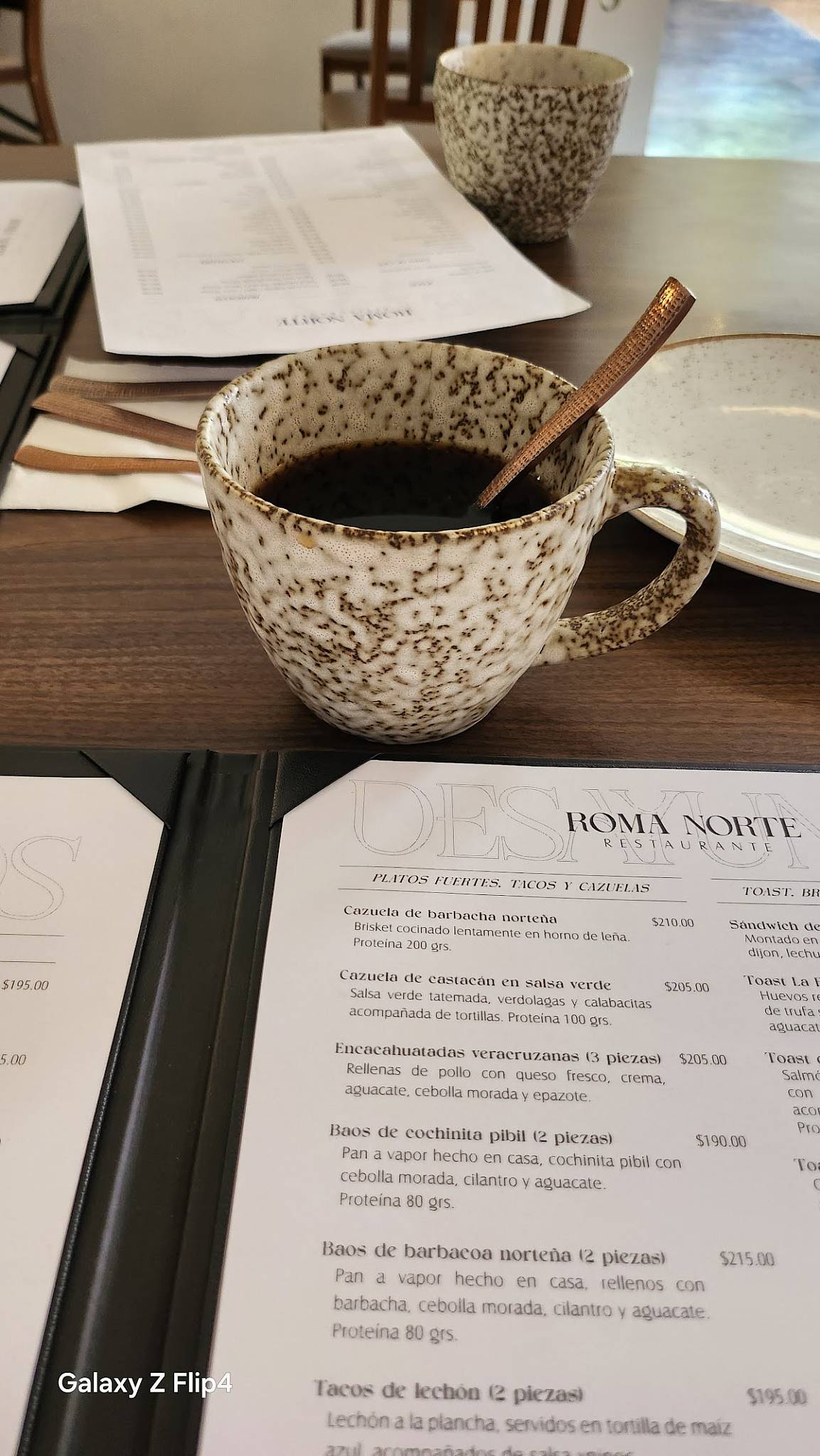 Carta de Roma Norte Restaurante, Villahermosa