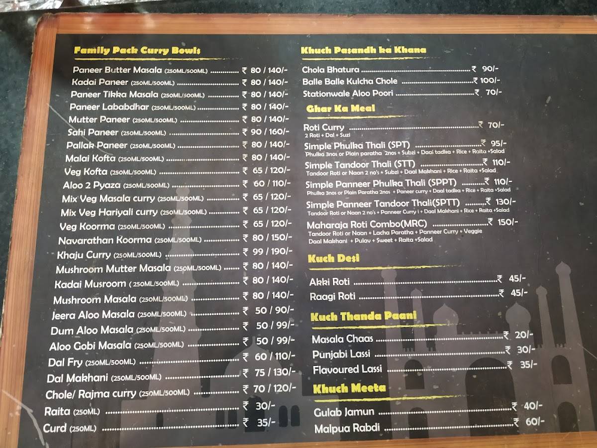 Menu at Roti Curry, Bengaluru, 17f