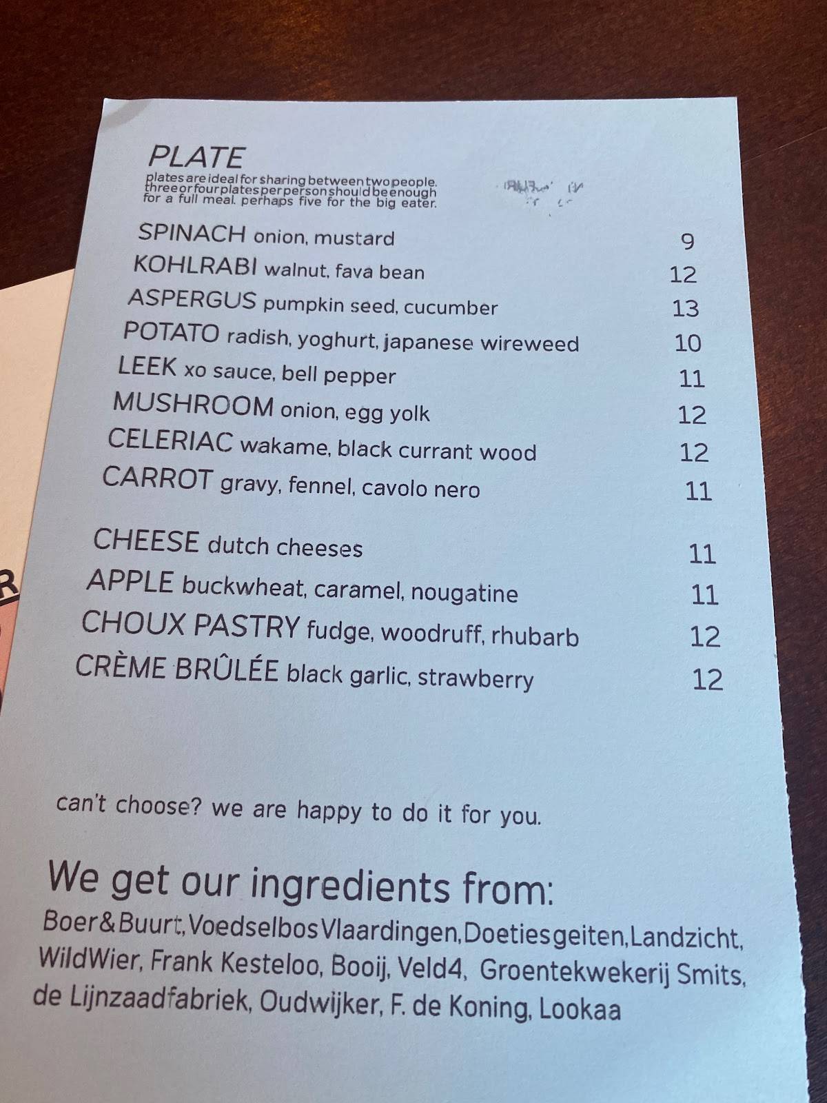 Speisekarte von Restaurant Rotonde, Rotterdam
