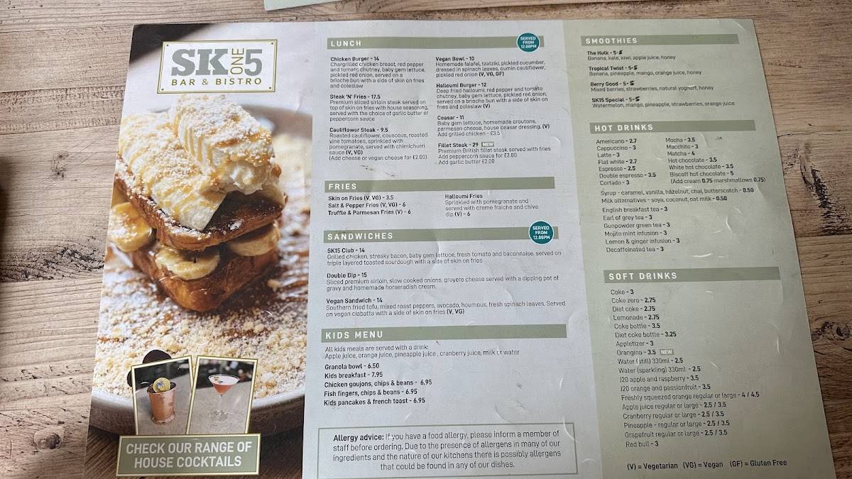 Menu at SK15 Cafe Bar & Bistro, Stalybridge