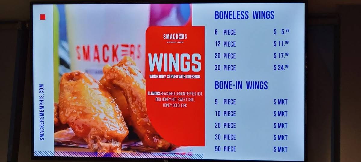 Menu at SMACKERS restaurant, Memphis, US-64 Suite 101