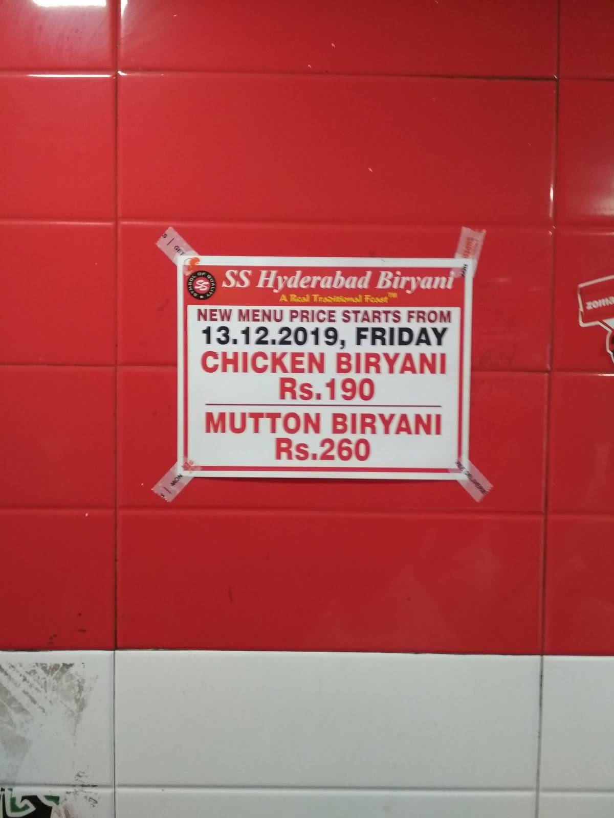 Menu at SS Hyderabad Biryani AVADI NM Road, Avadi, 142
