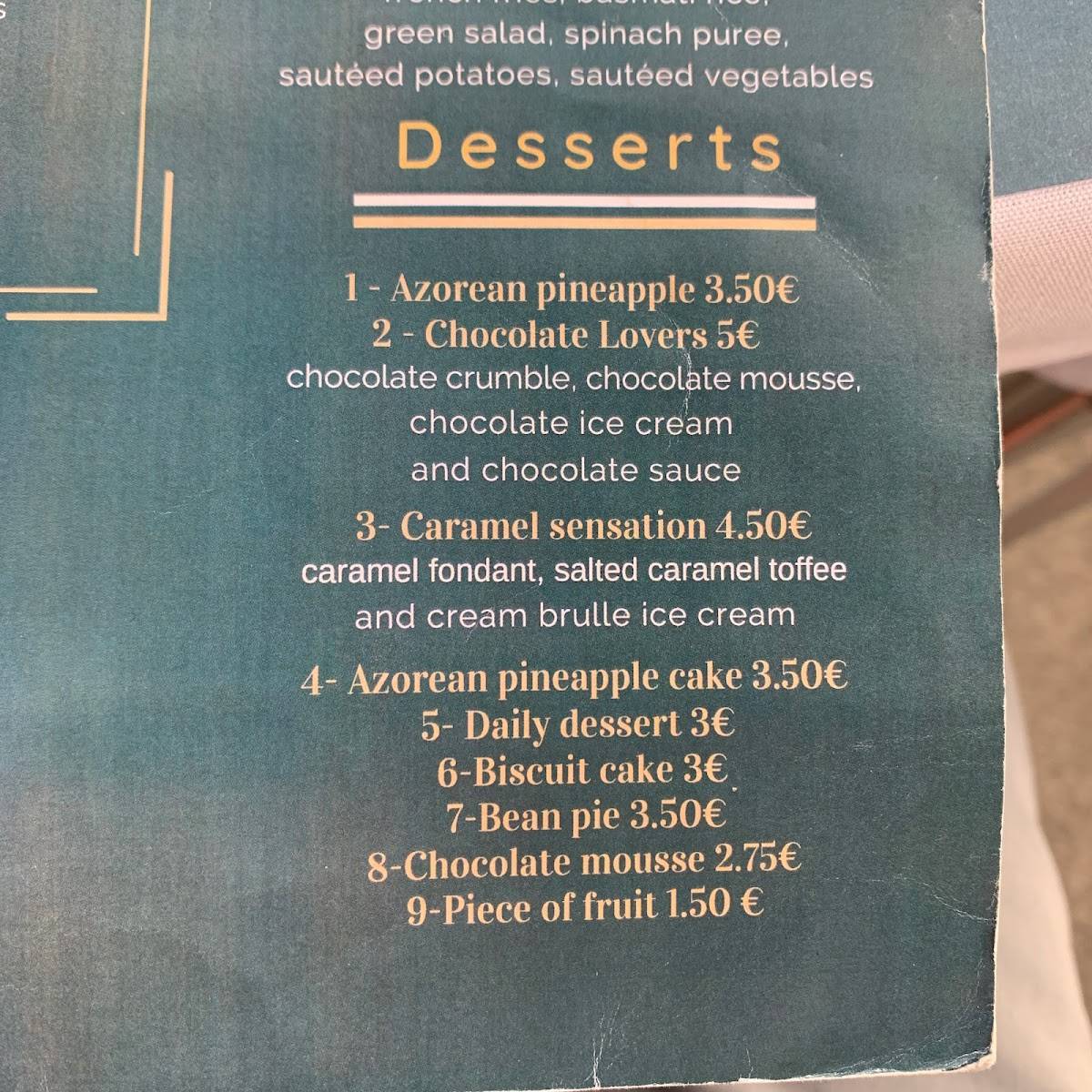 Menu at STAGE Restaurant, Ponta Delgada