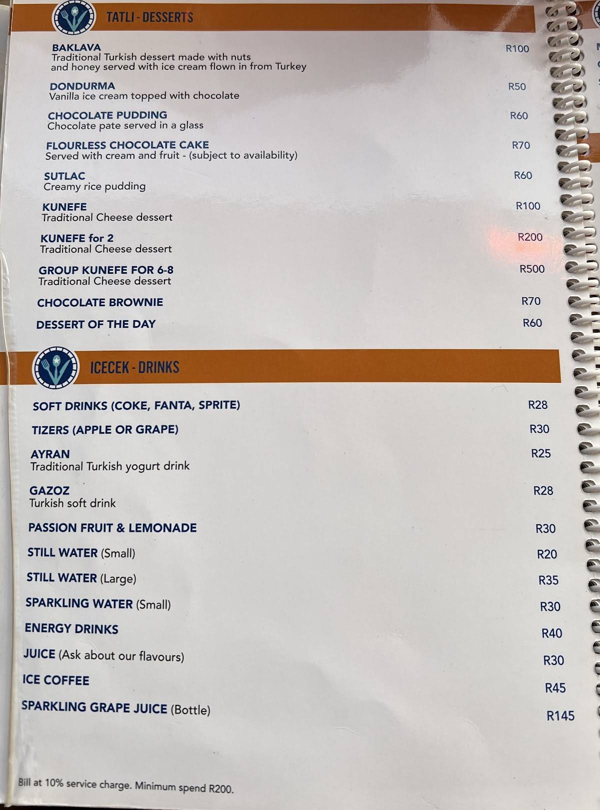 Menu at Saray Restaurant, Cape Town, Shop G01 Clocktower Building