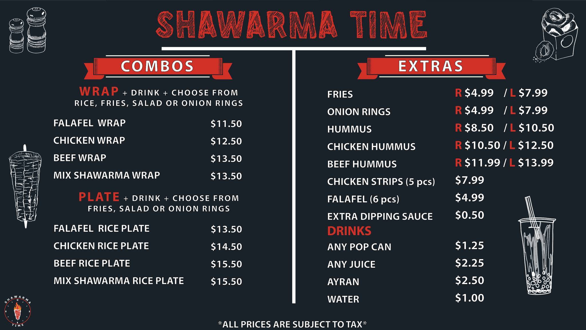 Carta del restaurante Shawarma Time Hamilton ON, Hamilton