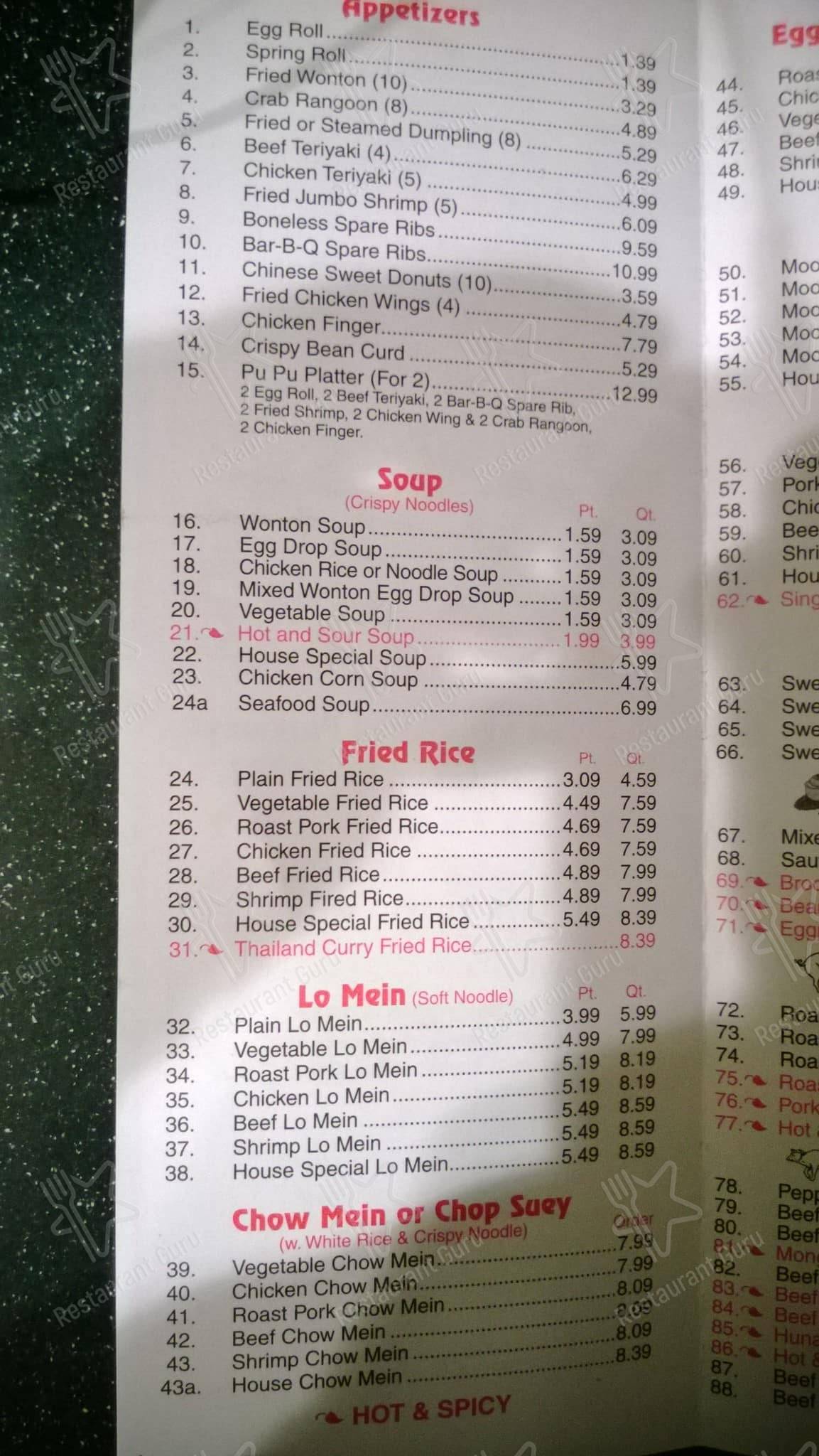 Menu at Sky Dragon Chinese Restaurant, Port St. Lucie, SW Village Pkwy