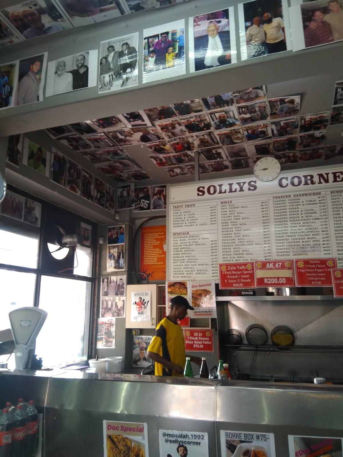 Menu at Sollys Corner restaurant, Johannesburg