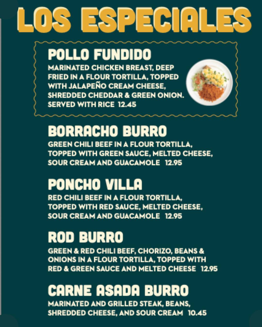 Menu at Someburros restaurant, Chandler, 3461 W Frye Rd
