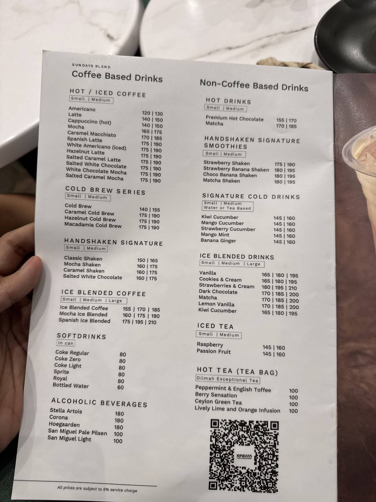 Menu at Sundays Cafe Maginhawa, Quezon City